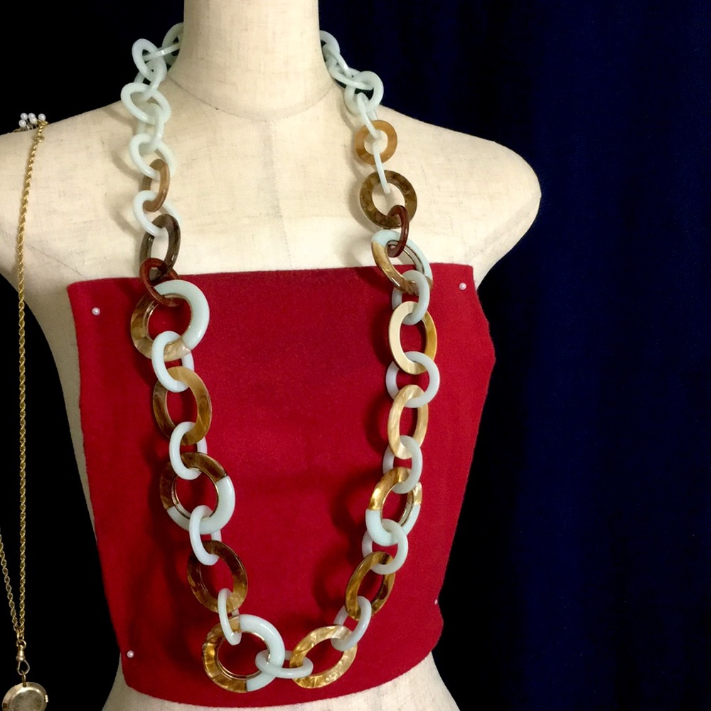 Acrylic Chunky Link Chain 36” Necklace - Gem